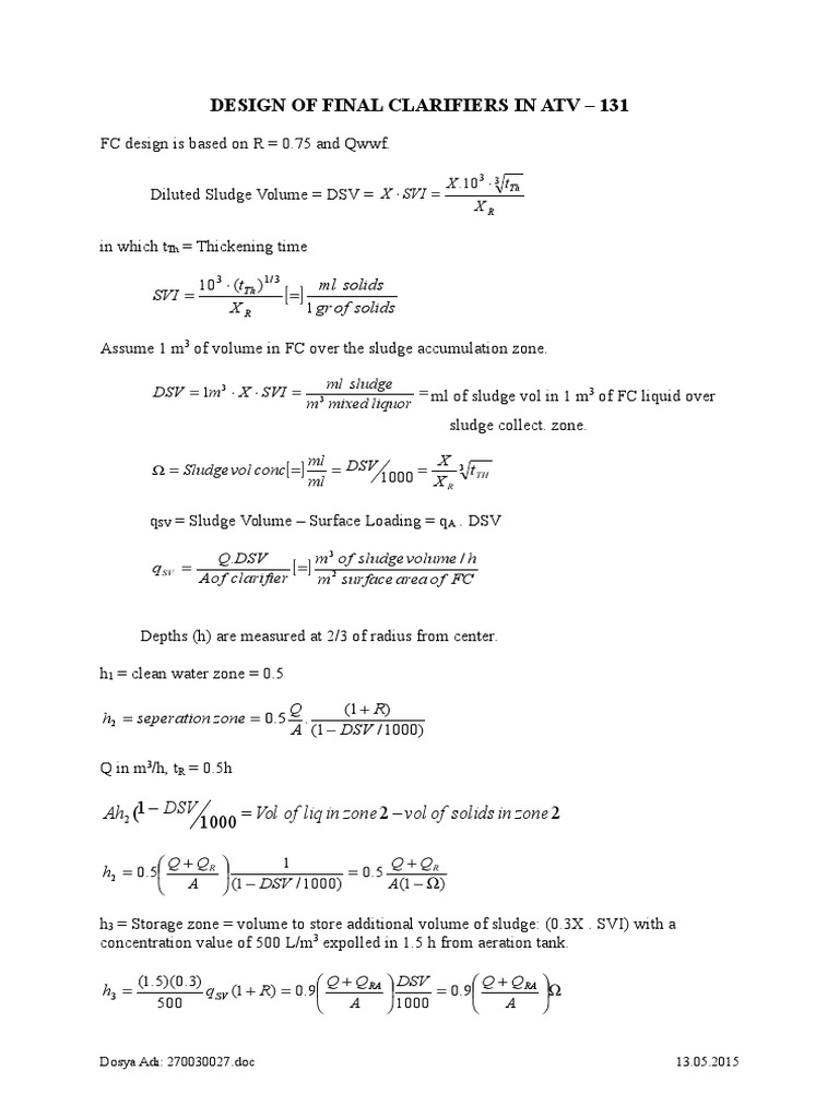 Design Final Clarifiers ATV 131 | PDF