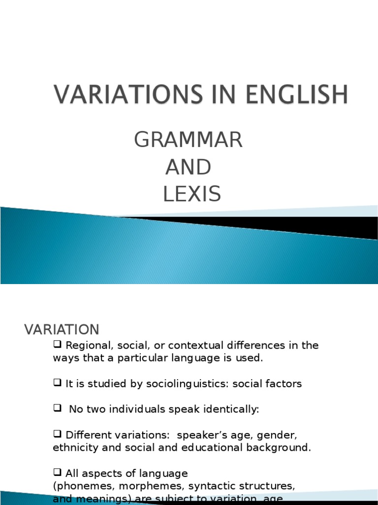Variations in English | PDF | Phrase | Word