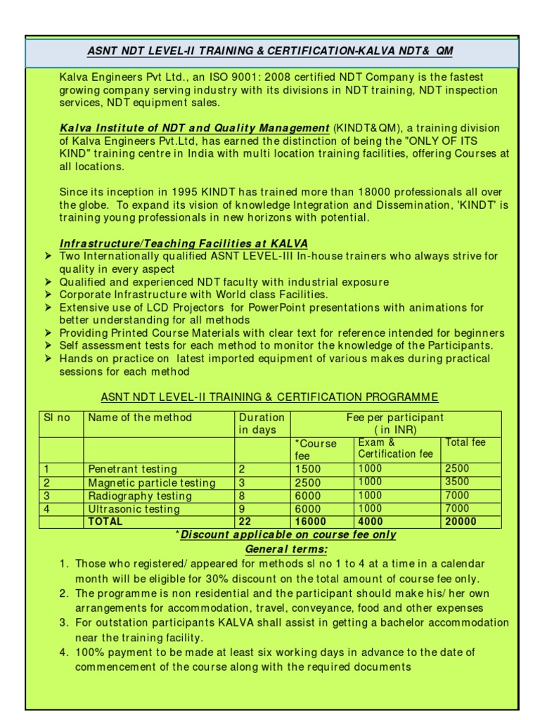 Ndt Training Details | Nondestructive Testing | Business