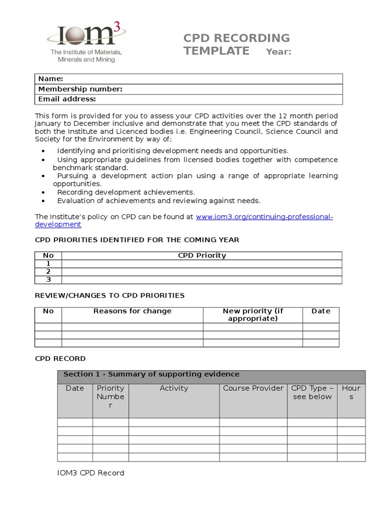 CPD Recording Template | PDF