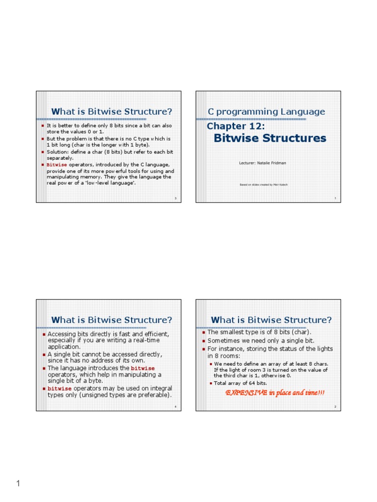 Bitwise Operator Structures | PDF | C (Programming Language) | Bit