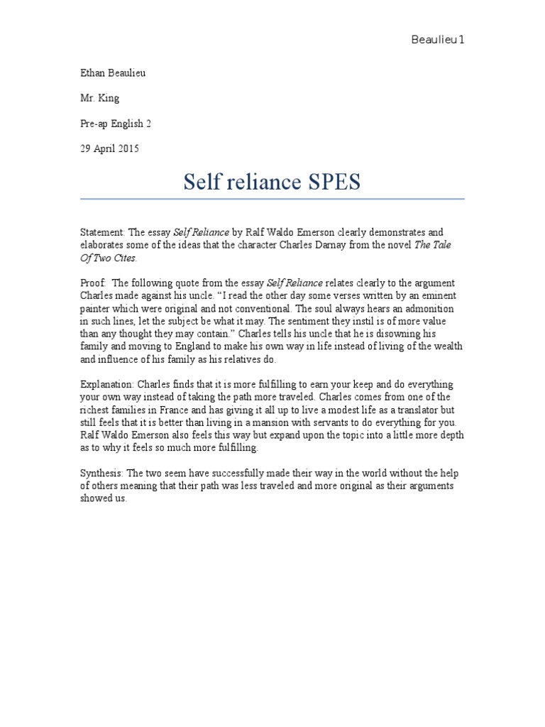 Self Reliance Spes | PDF | Poetry | Classics