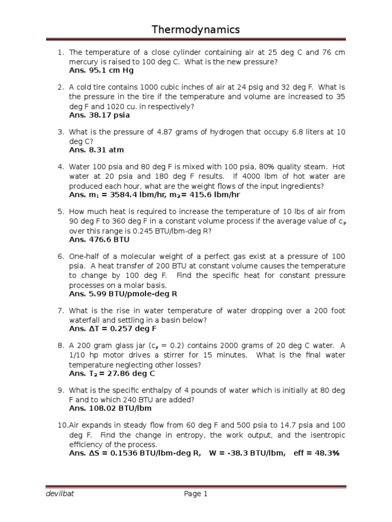 Thermodynamics Reviewer | PDF