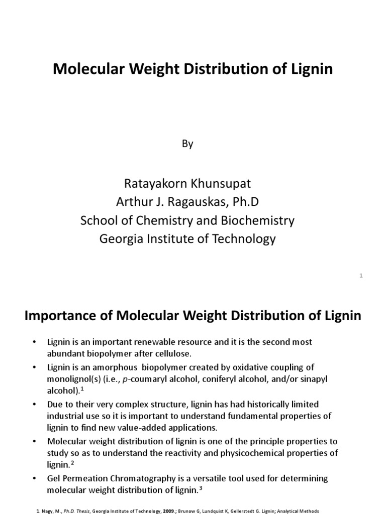 Lignin Molecular Weight Insights | PDF | Physical Chemistry | Chemical ...