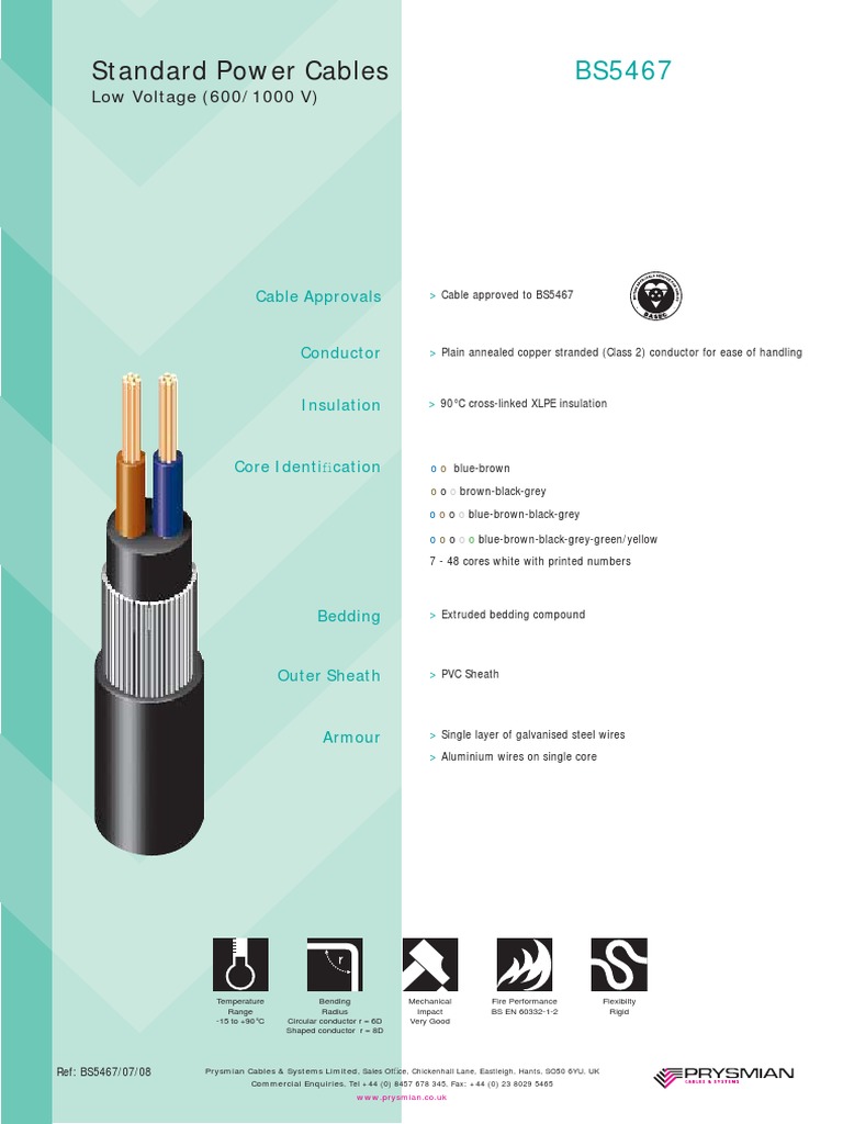 BS5467 Cables Prysmian PDF | PDF | Cable | Electrical Conductor