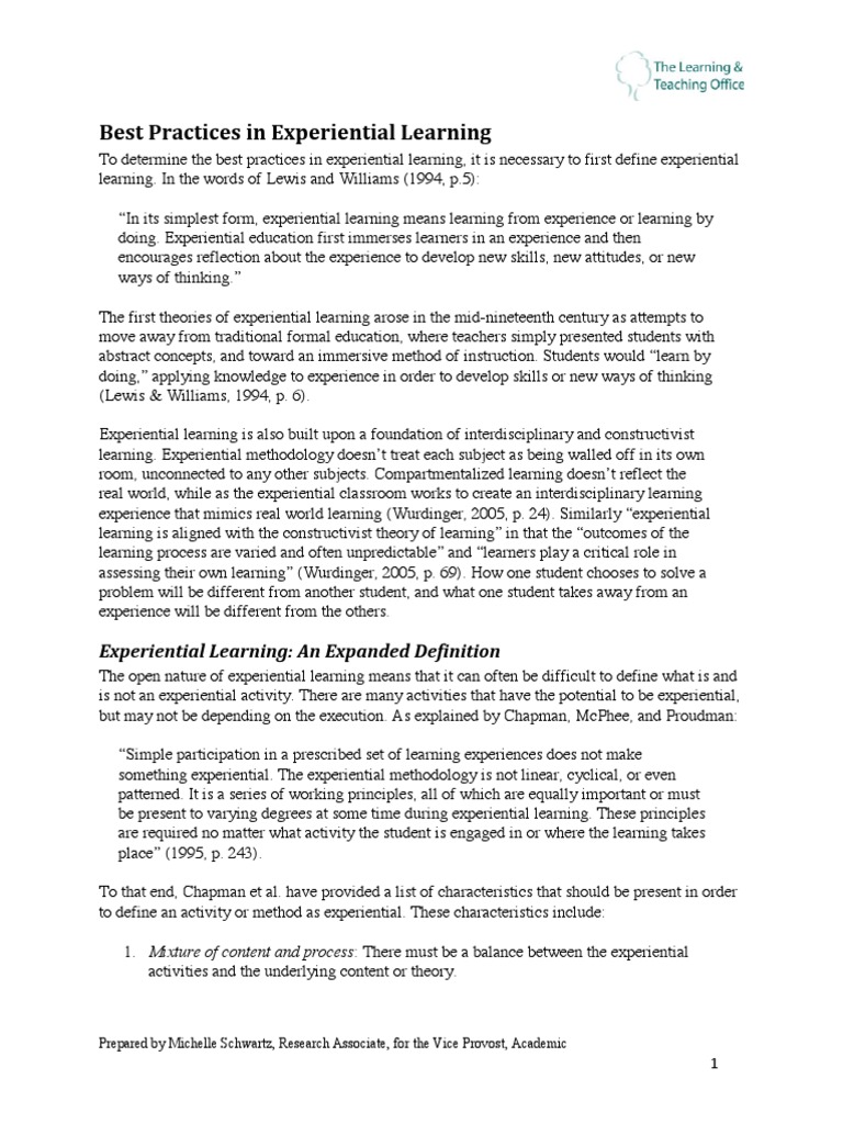 Best Practices in Experiential Learning | PDF | Experiential Education ...