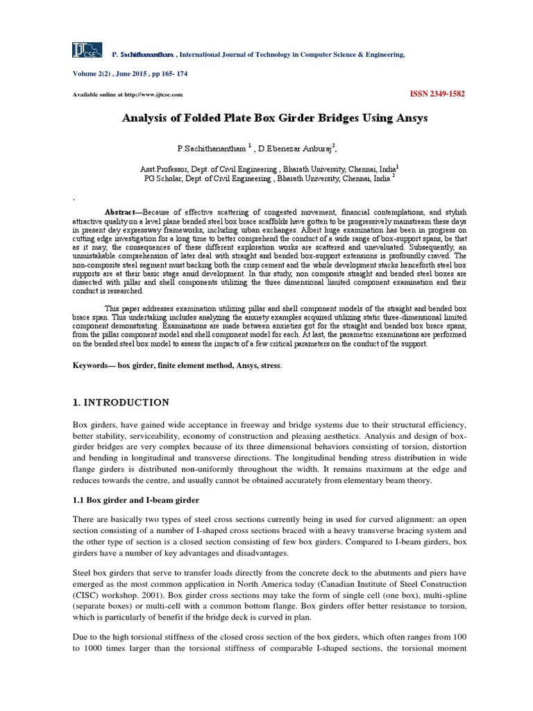 Analysis of Folded Plate Box Girder Bridges Using Ansys | PDF ...