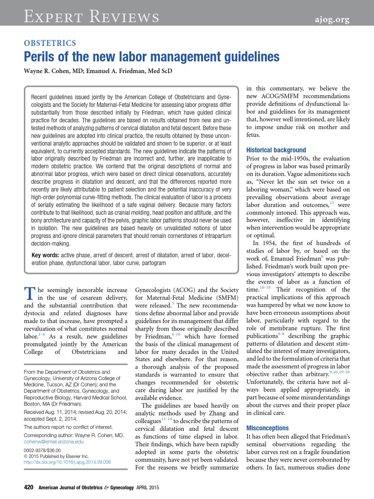 New Labour MX Guidelines Acog | PDF | Caesarean Section | Childbirth