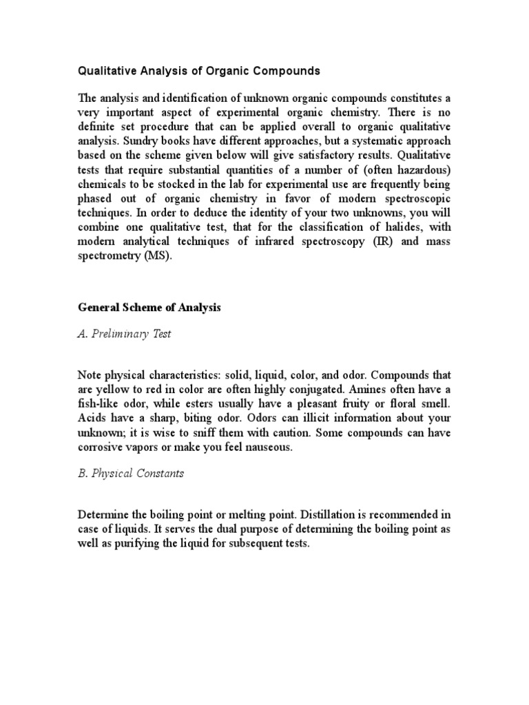 Qualitative Analysis of Organic Compounds | PDF | Aldehyde | Alcohol