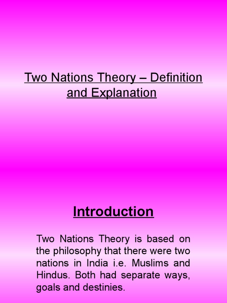 Two Nations Theory Explained | PDF