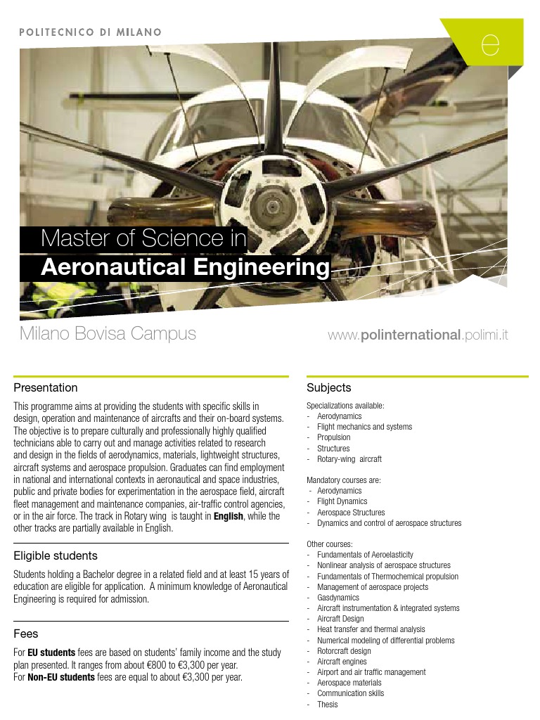 Master’s in Aeronautical Engineering | PDF | Business | Technology & Engineering