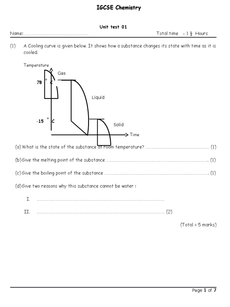 EDEXCEL IGCSE Chemistry Practice Unit Test 1 | PDF | Ion | Chemical Bond