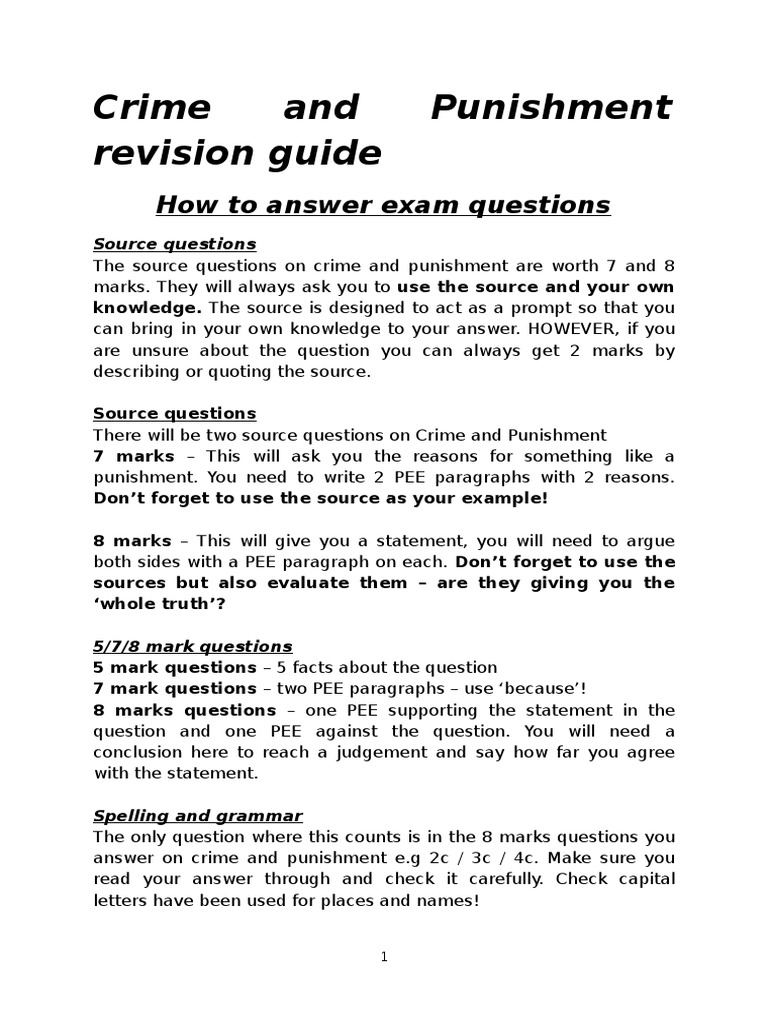 Crime and Punishment Revision Booklet | PDF | Capital Punishment ...