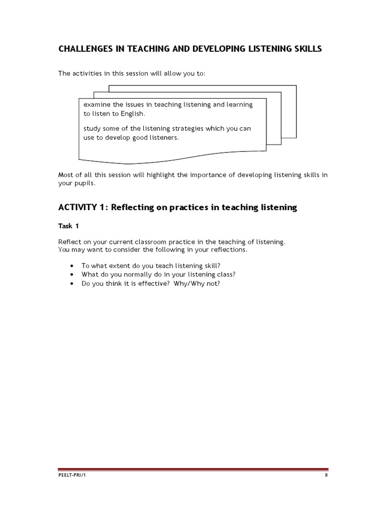 Challenges in Listening and Speaking | Download Free PDF | Teachers ...