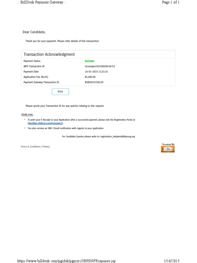 Transaction Acknowledgment: Dear Candidate | PDF
