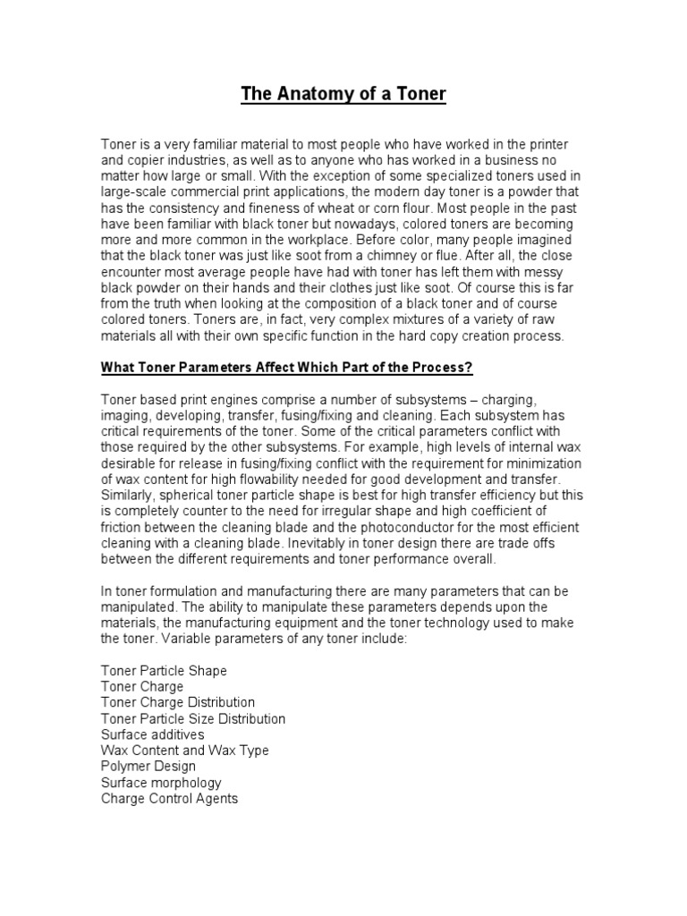 The Anatomy of A Toner | PDF | Silicon Dioxide | Polymers