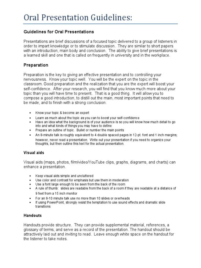 Guidelines For Oral Presentations | PDF | Microsoft Power Point | Expert