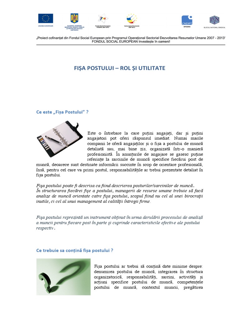 Fisa Postului | PDF