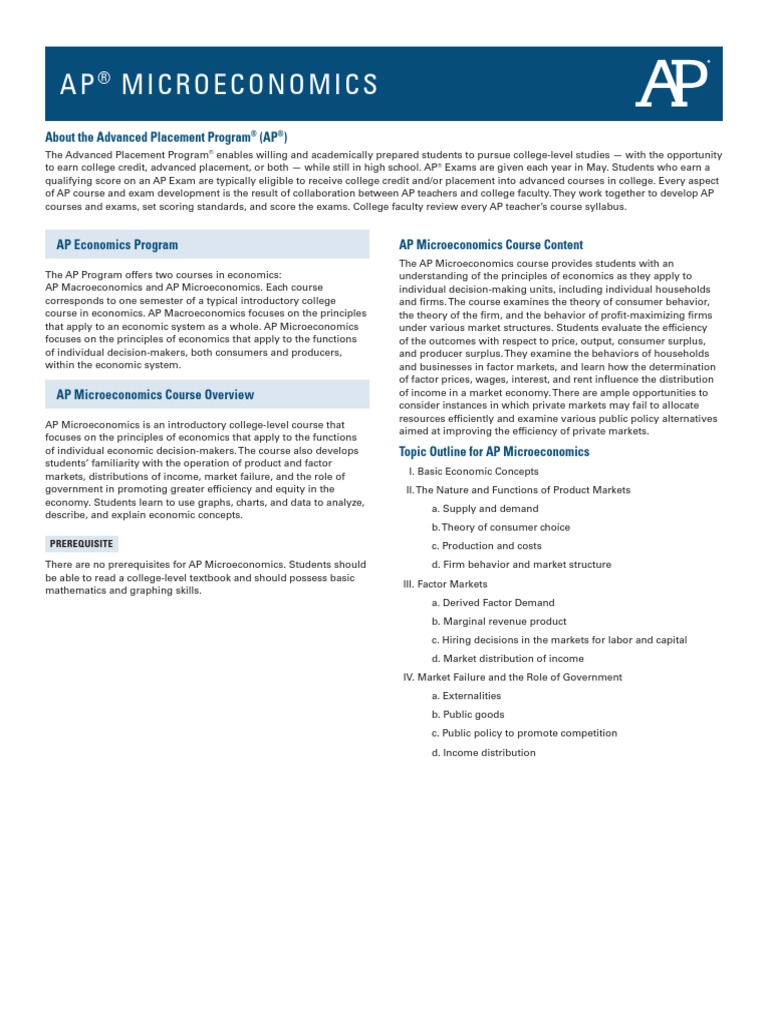 Ap Microeconomics Course Overview 2 | PDF | Microeconomics | Advanced ...