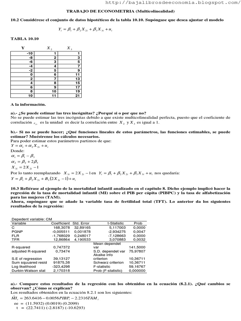 Multicolinealidad PDF | PDF | Multicolinealidad | Estadísticas