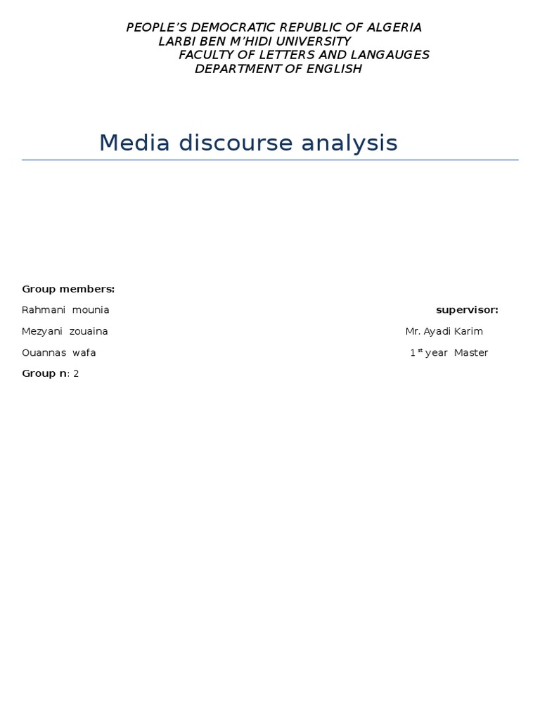 Media Discourse Analysis: A Study of Language Features in Printed ...