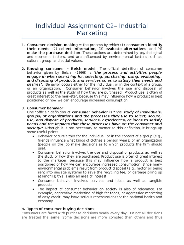 Individual Assignment - C2 | PDF | Consumer Behaviour | Behavior
