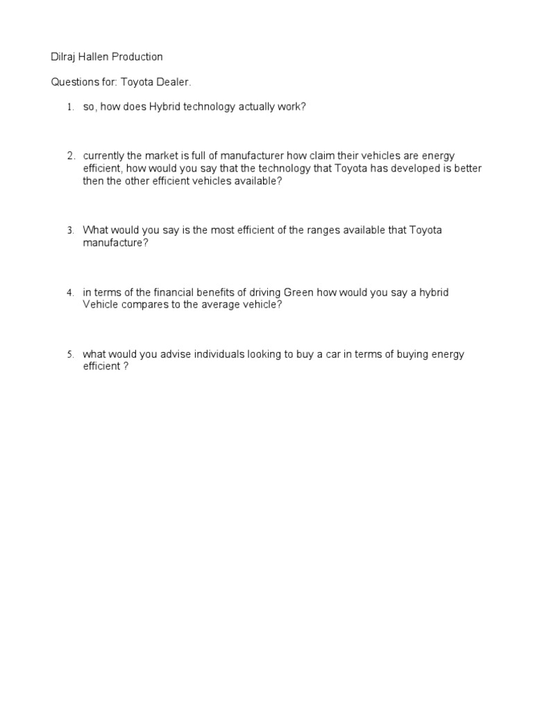 Toyota Dealer Script | PDF | Business