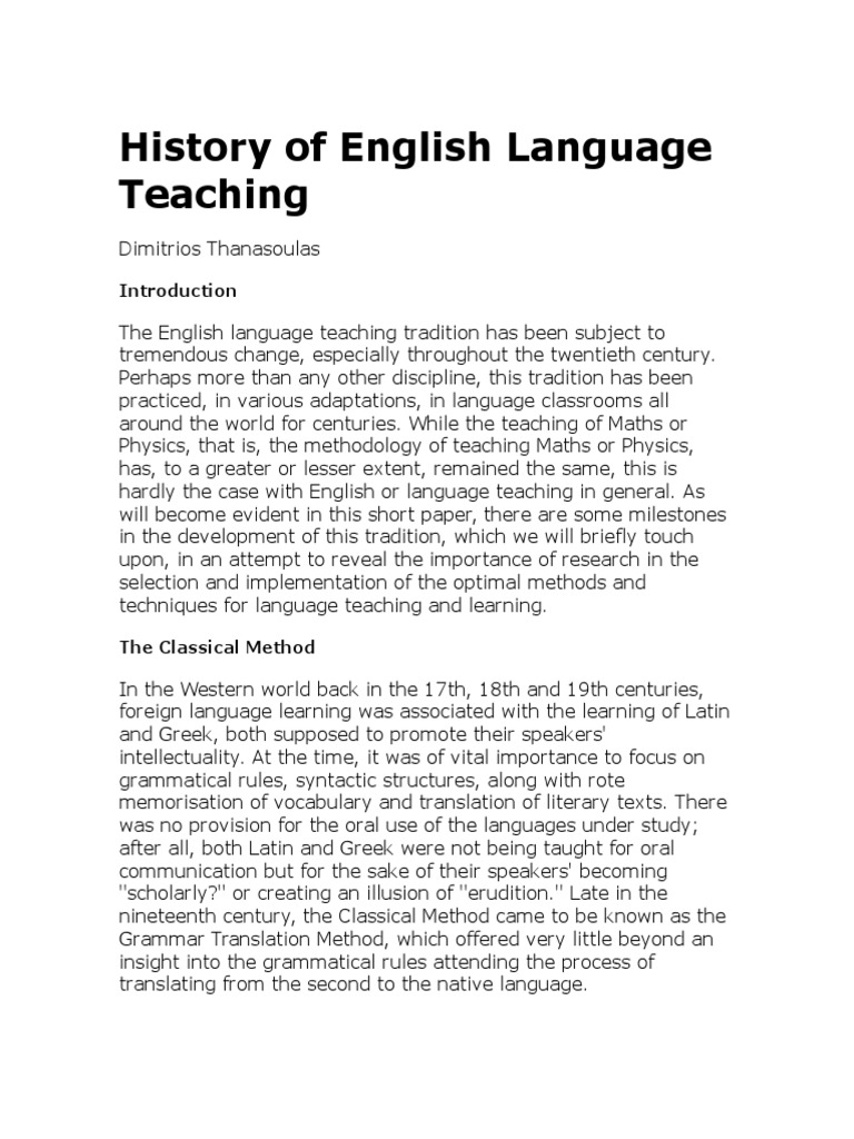 History of English Language Teaching | PDF | Language Education ...