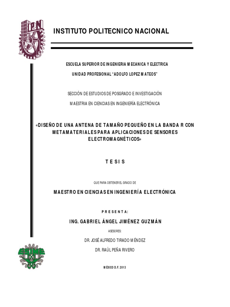 Tesis Gabriel IPN Diseño Antena Metamaterial | PDF | Metamaterial ...