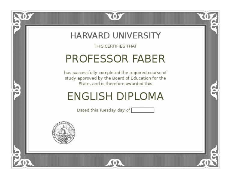 Professor Faber's English Diploma | PDF