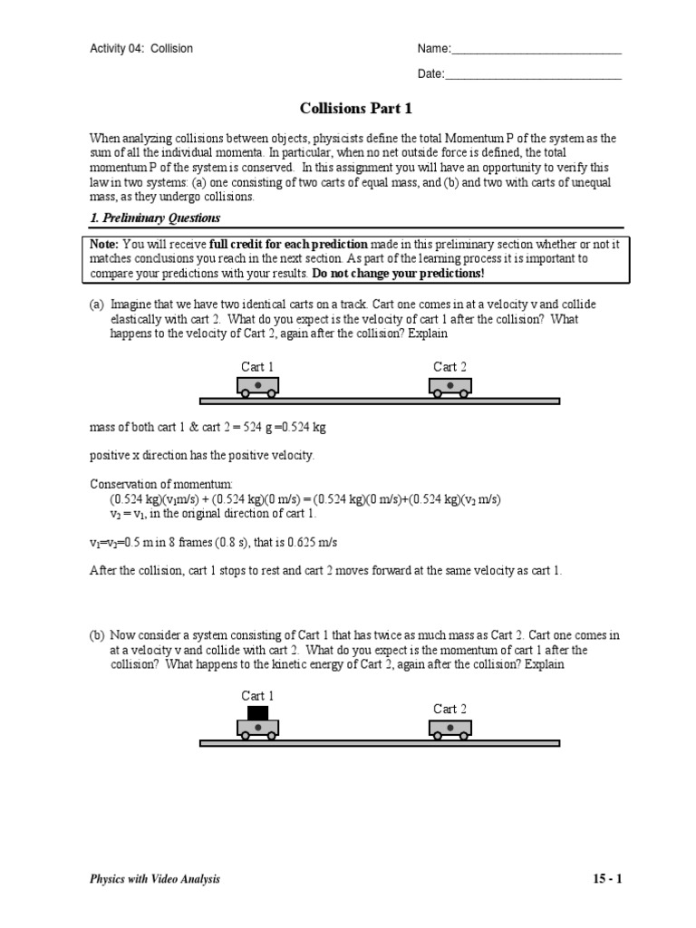 Activity 04 Collision | PDF | Momentum | Collision