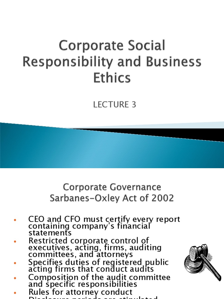 Lecture 3 - CSR & Business Ethics | PDF | Corporate Social ...