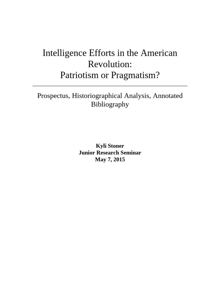 Intelligence in The American Revolutionary War-Historiography | PDF ...