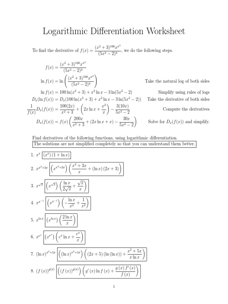 Logarithmic Differentiation Guide | PDF | Computers