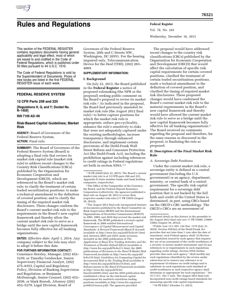 Basel III FInal Rule Market Risk Capital | PDF | Basel Ii | Securitization