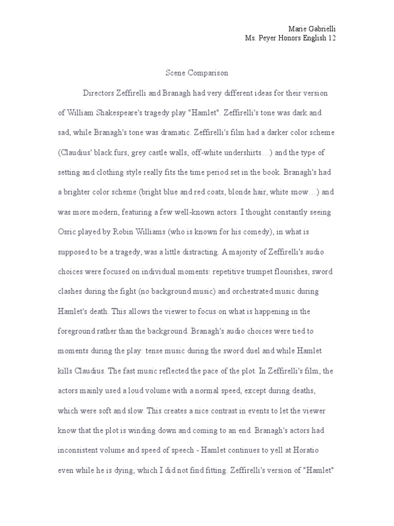 Hamlet Scene Comparison | PDF