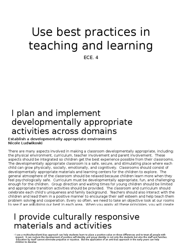 Developmentally Appropriate ECE Practices | PDF | Educational ...