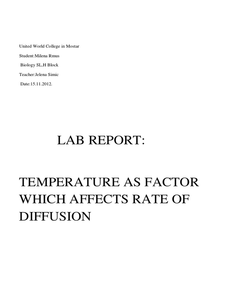 Lab Report | PDF | Diffusion | Temperature