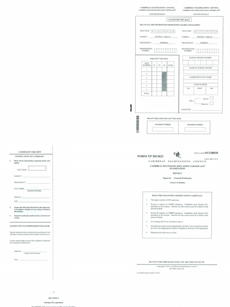 CSEC Physics Paper 02 Jan 2013 | PDF