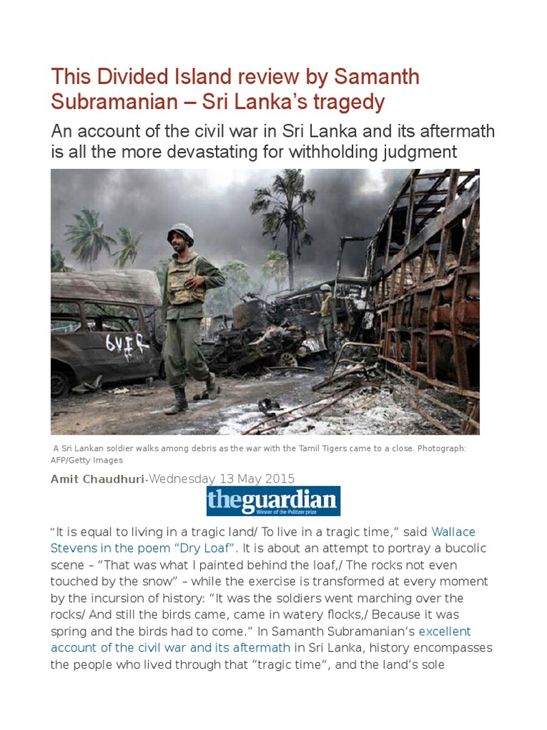 This Divided Island Review By Samanth Subramanian Sri Lankas Tragedy