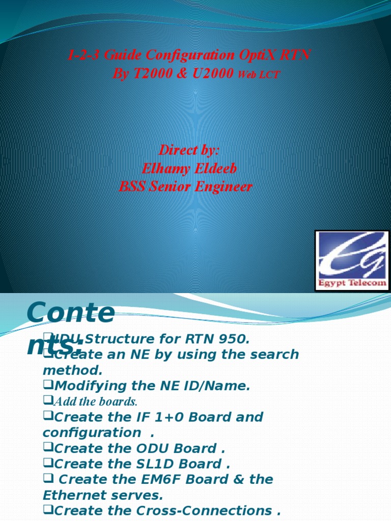 RTN 950 Access - Guide Configuration Optix RTN | PDF