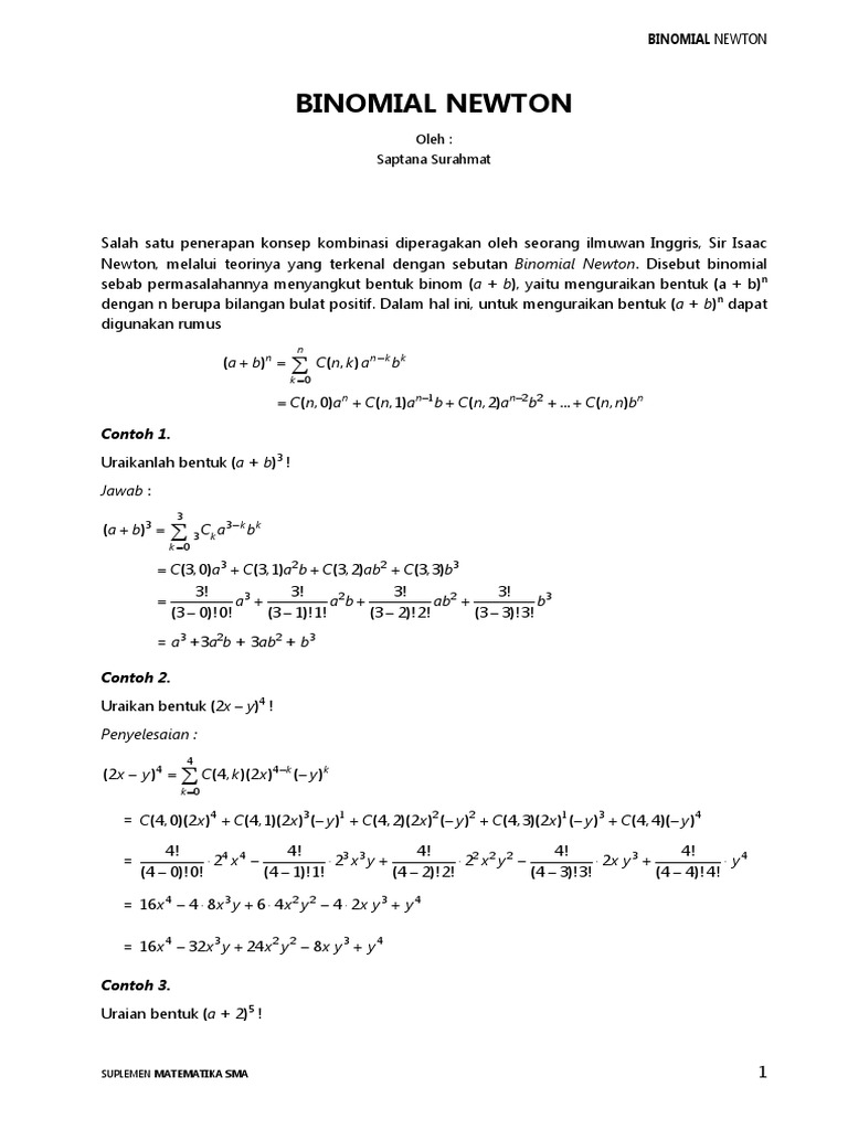Suplemen - Binomial Newton | PDF
