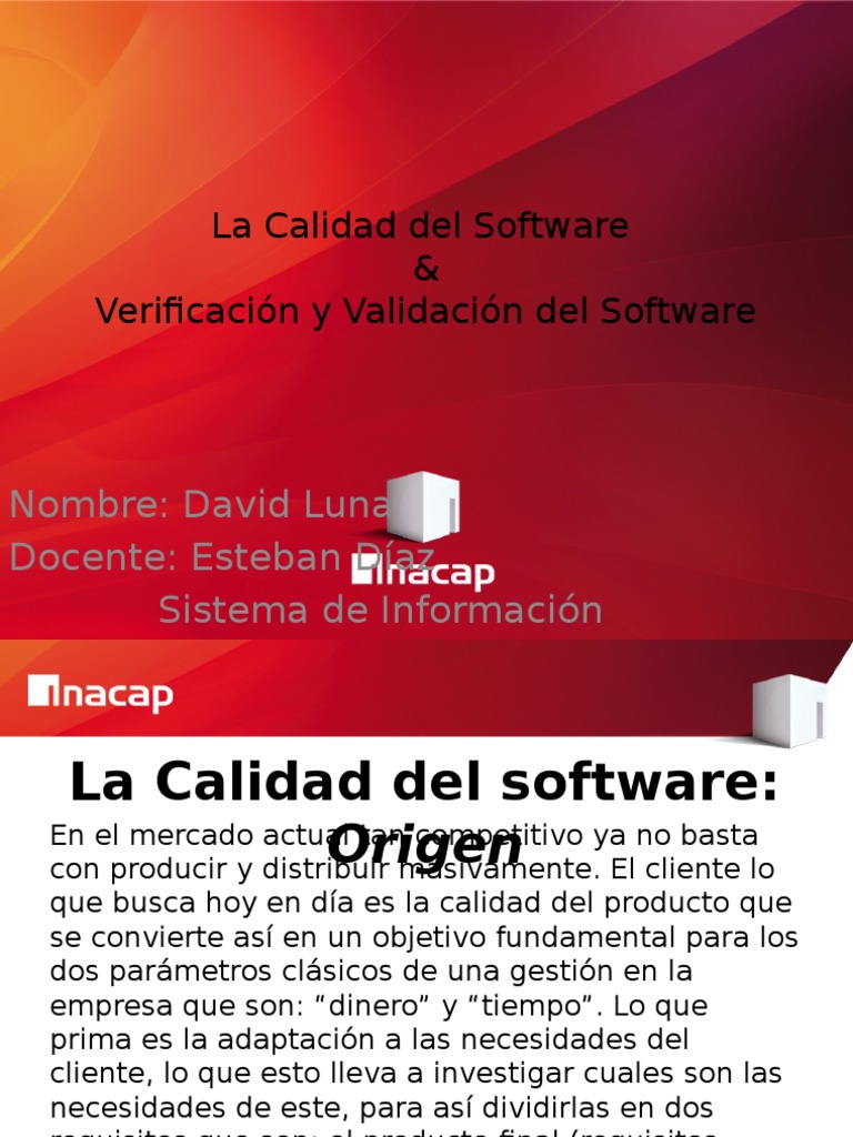 Calidad Del Software & Validacion y Verificacion Del Software | PDF ...
