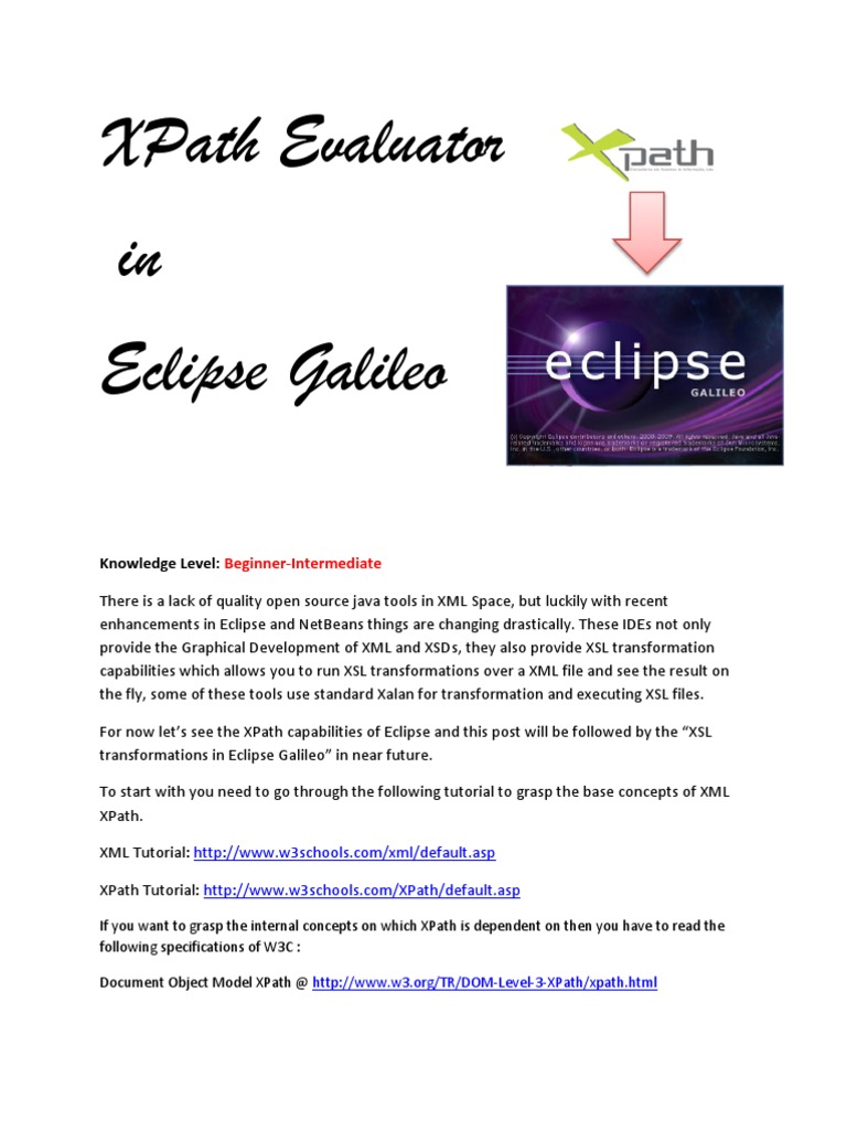 XPath Evaluation in Eclipse Galileo | PDF | Xslt | X Path