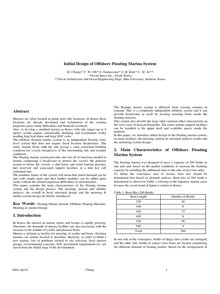 Offshore Floating Marina Design Overview | PDF | Structural Load | Buoyancy