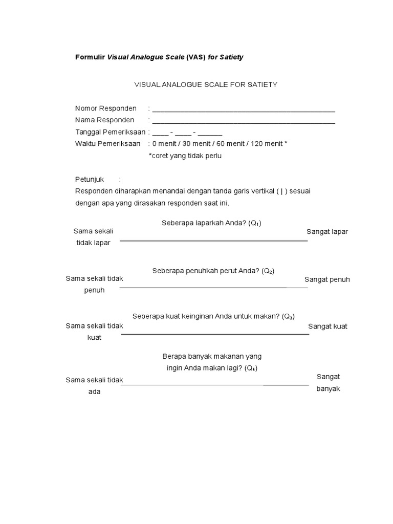 Formulir Visual Analogue Scale | PDF