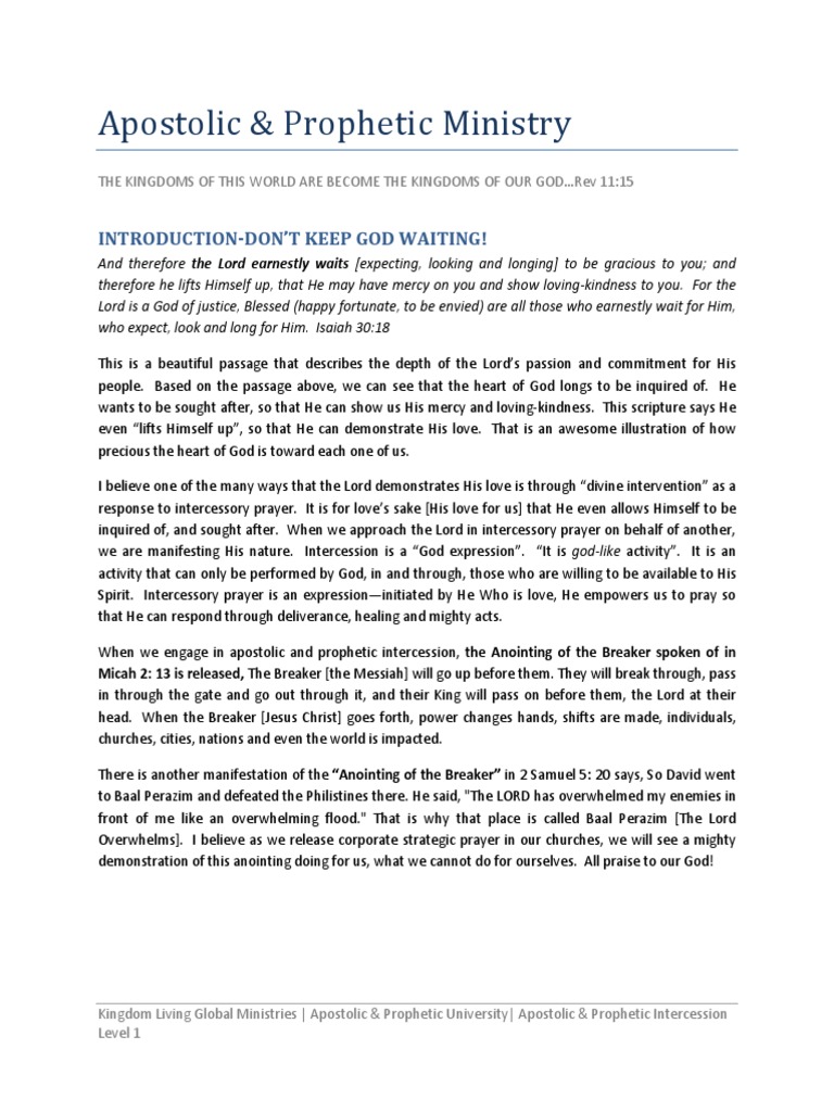 Apostolic & Prophetic Intercession | PDF | Pentecostalism | Glossolalia