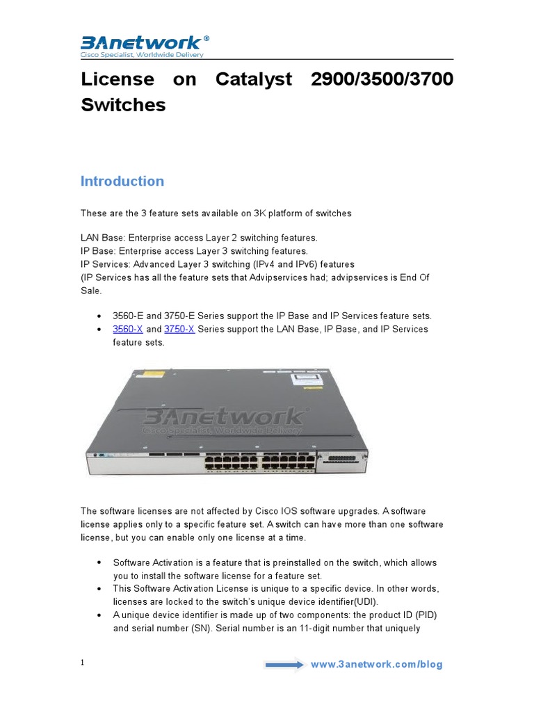 License On Cisco Catalyst 2900 3500 and 3700 Switches - 3anetwork | PDF ...