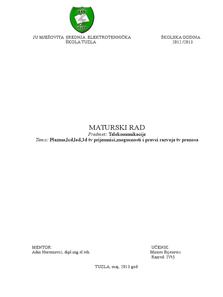 Upustvo Za Izradu Maturskog Rada | PDF
