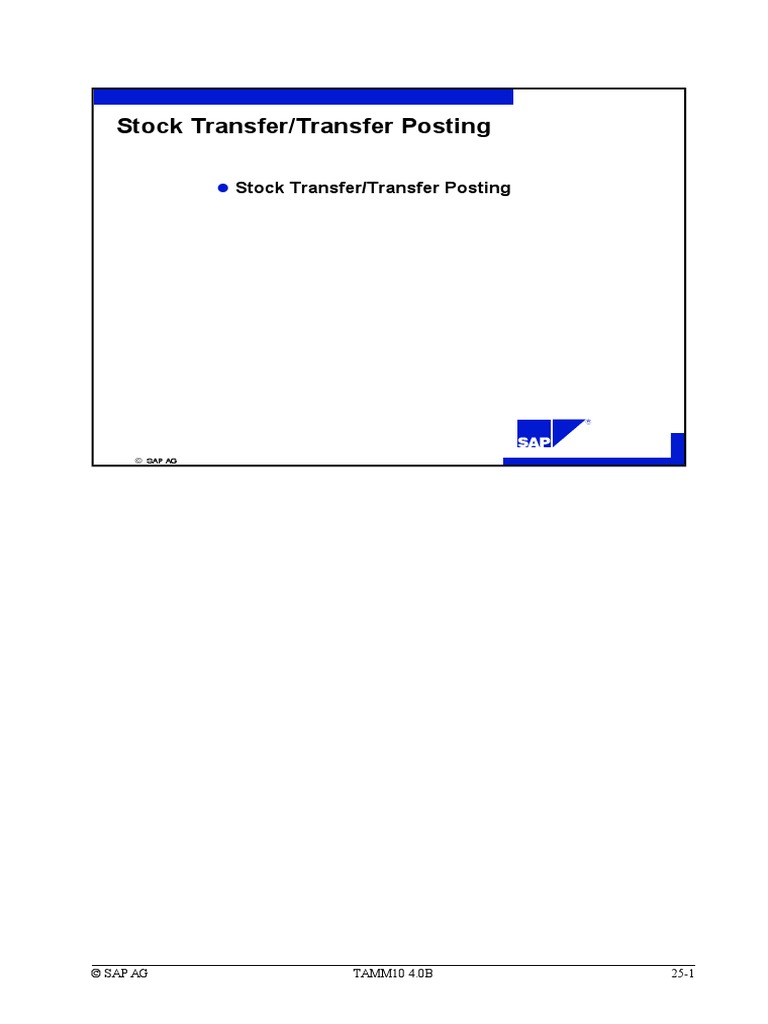 25 Stock Transfer & Transfer Posting | PDF | Warehouse | Stocks
